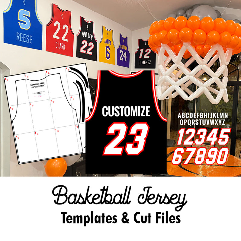 Basketball Jersey Template + SVG Cut Files | DIY Sports Party Decor ...
