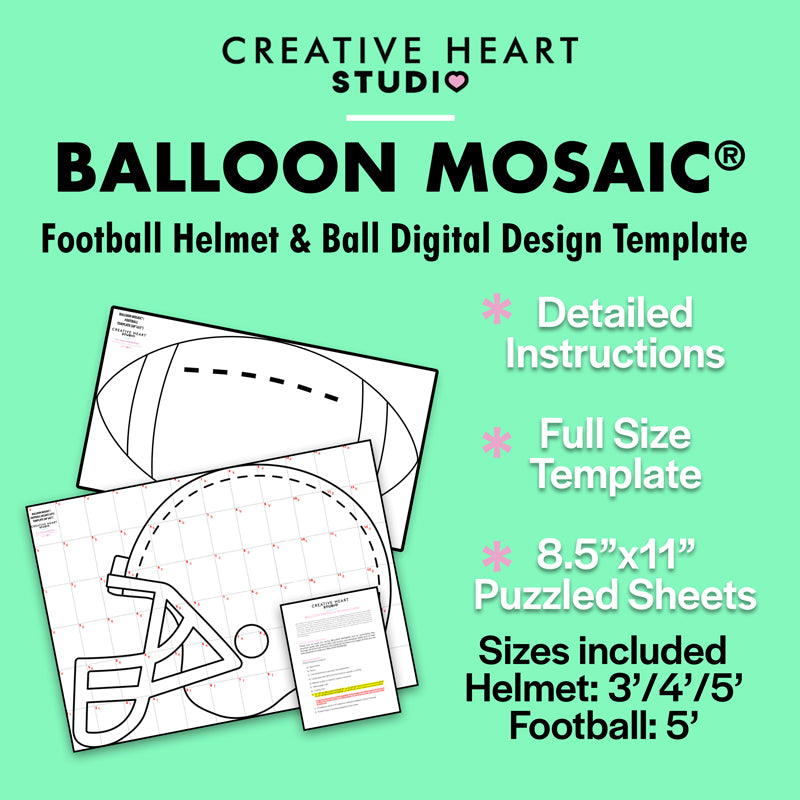 Football Helmet & Ball BALLOON MOSAIC digital design template — The ...