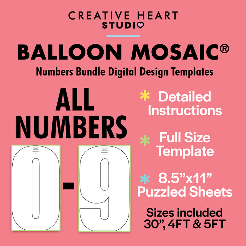 Numbers Bundle BALLOON MOSAIC digital design template — The Creative ...