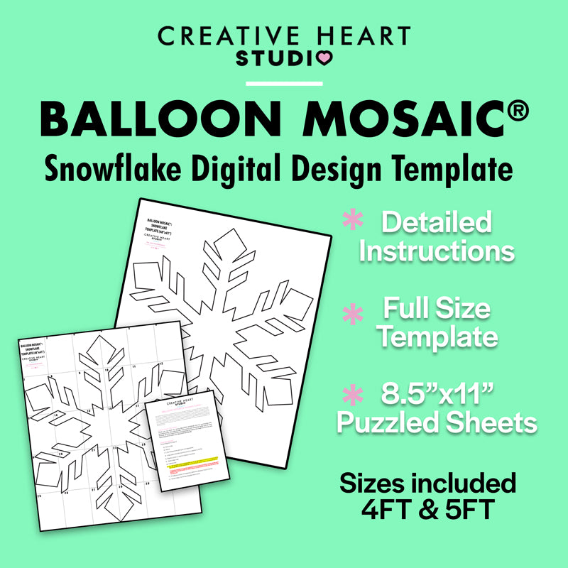 Snowflake BALLOON MOSAIC digital design template — The Creative Heart ...